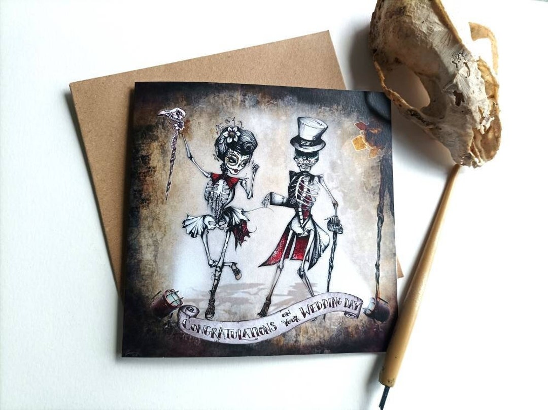 Dancing Skeletons Wedding Card: Goth Wedding Day Congratulations - Etsy