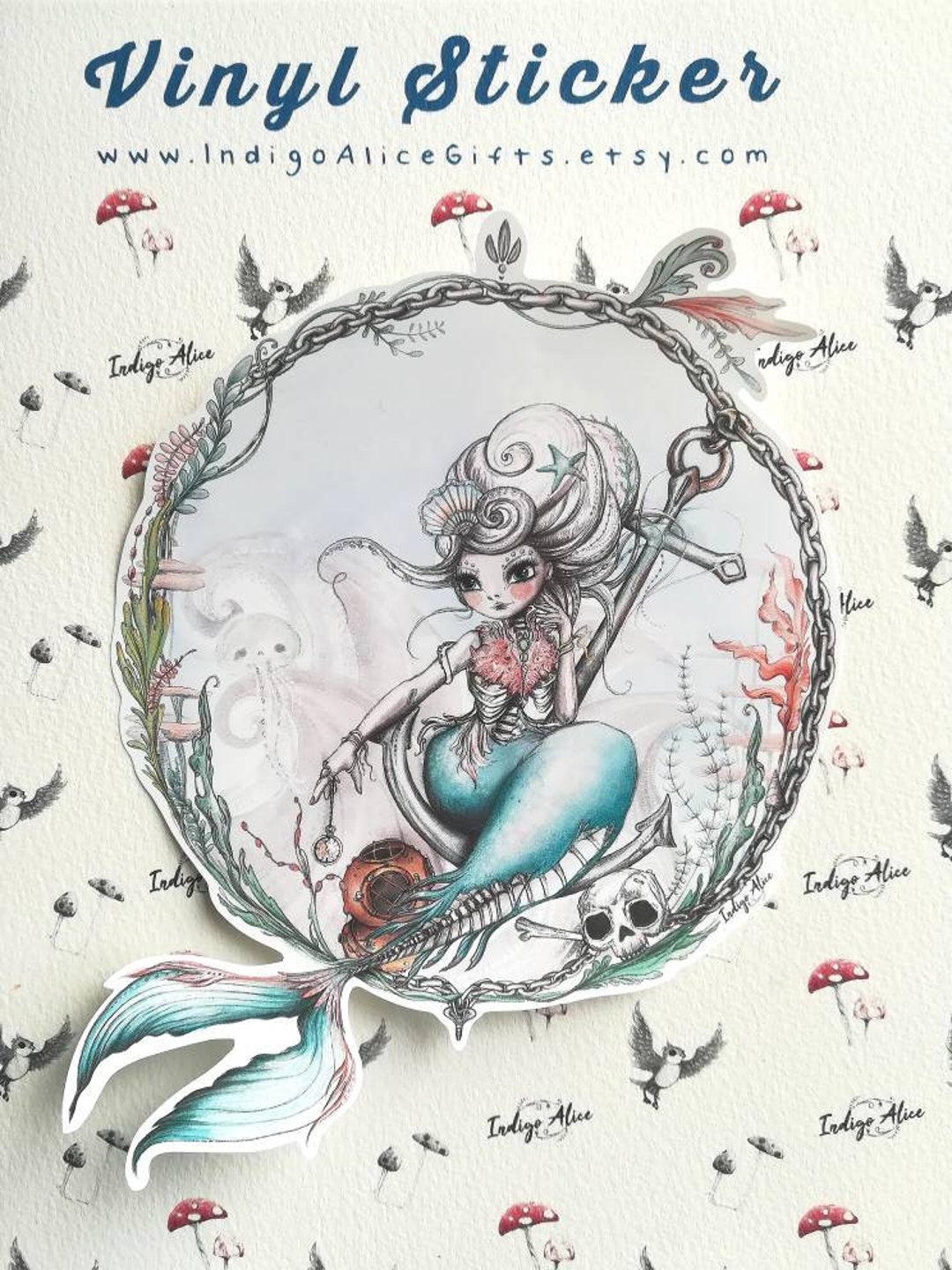 Mermaid Vinyl Sticker / Mermaid Illustration / Mermaid Tattoo Inspired ...