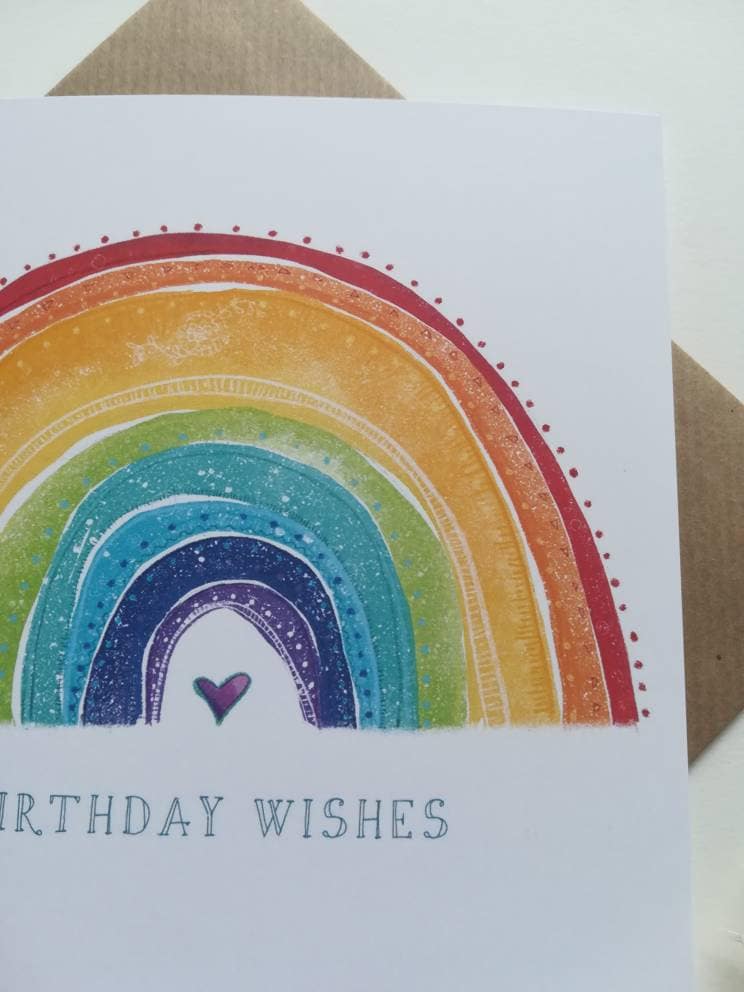 Birthday Rainbow Card // Birthday Wishes Rainbow // Thinking - Etsy