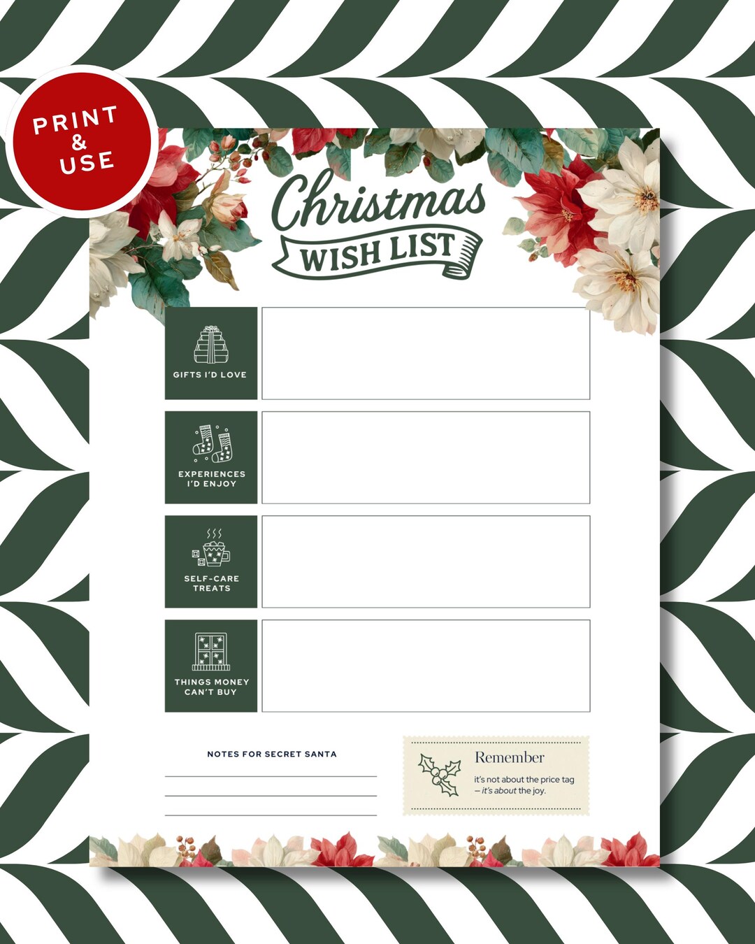 Printable Wish List | Christmas Wish List PDF | Kids & Adults Gift ...