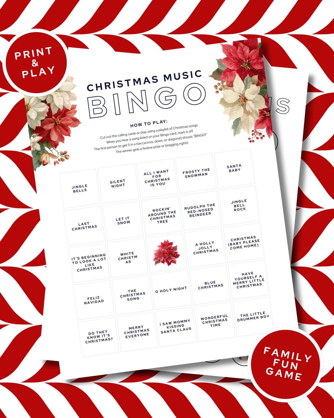 Printable Music Activity | Christmas Party Cards | Indoor Family Fun ...