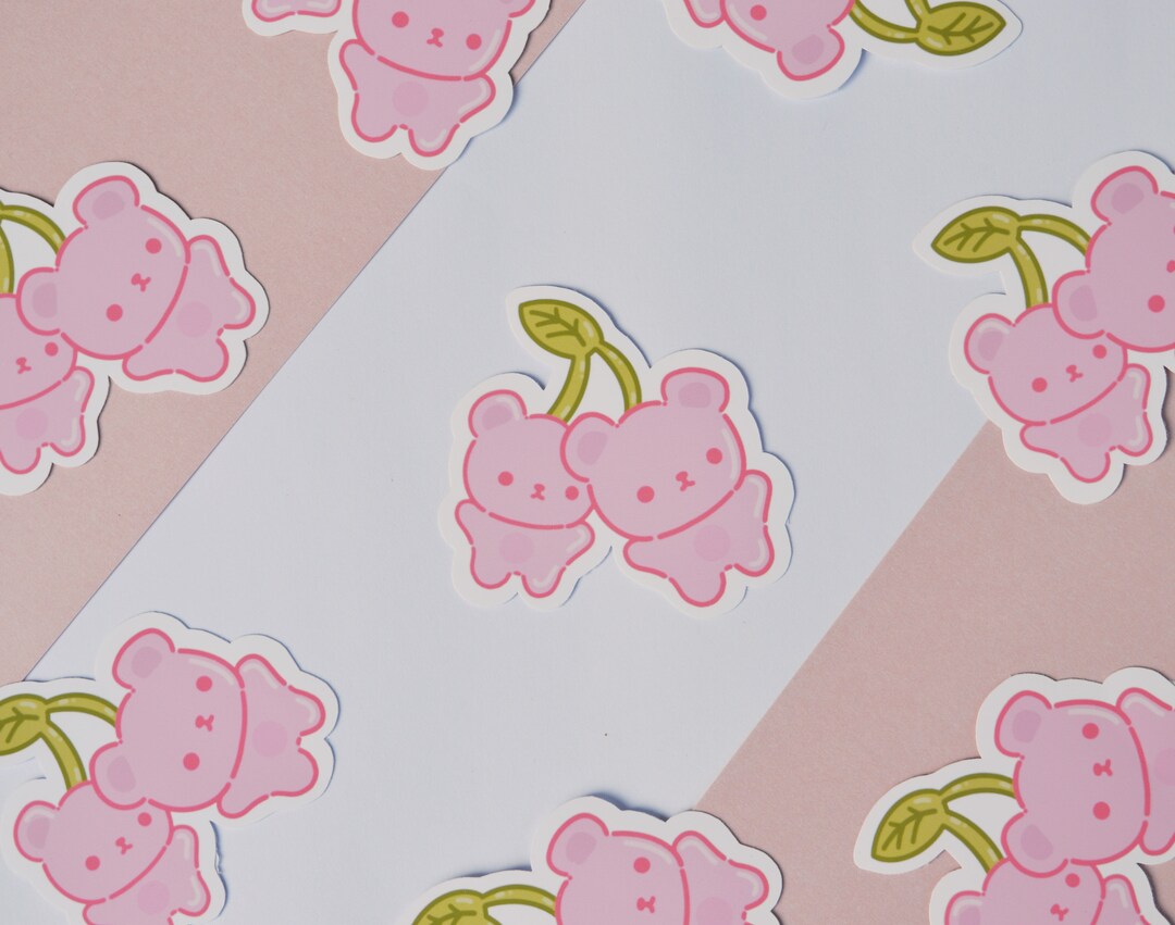 Cherrybear Sticker, Cute Bear Sticker, Pink Journal Sticker, Laptop ...