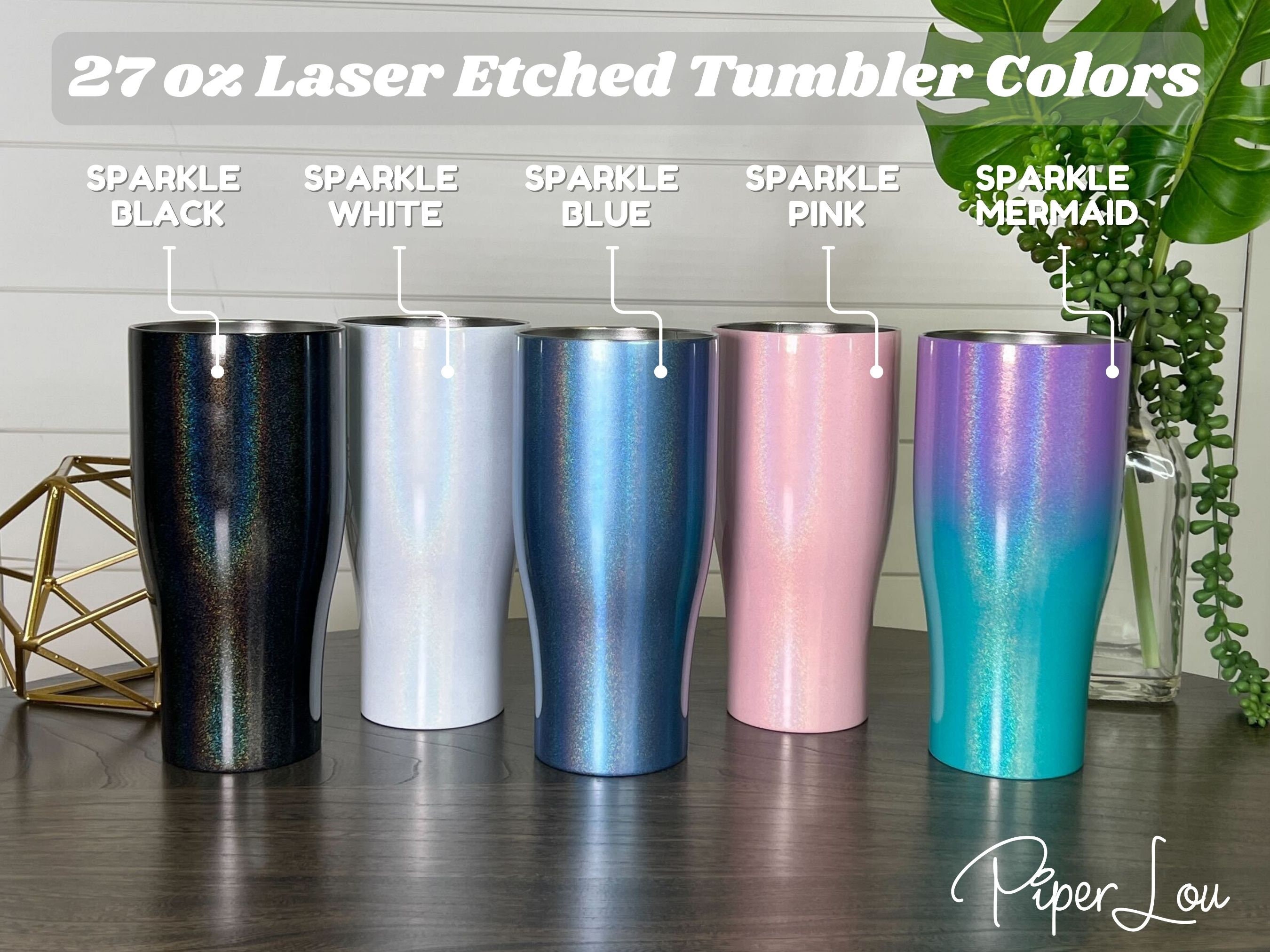 Fluff You Laser Etched Piper Lou Sparkle y Metallic Tumbler colores y ...