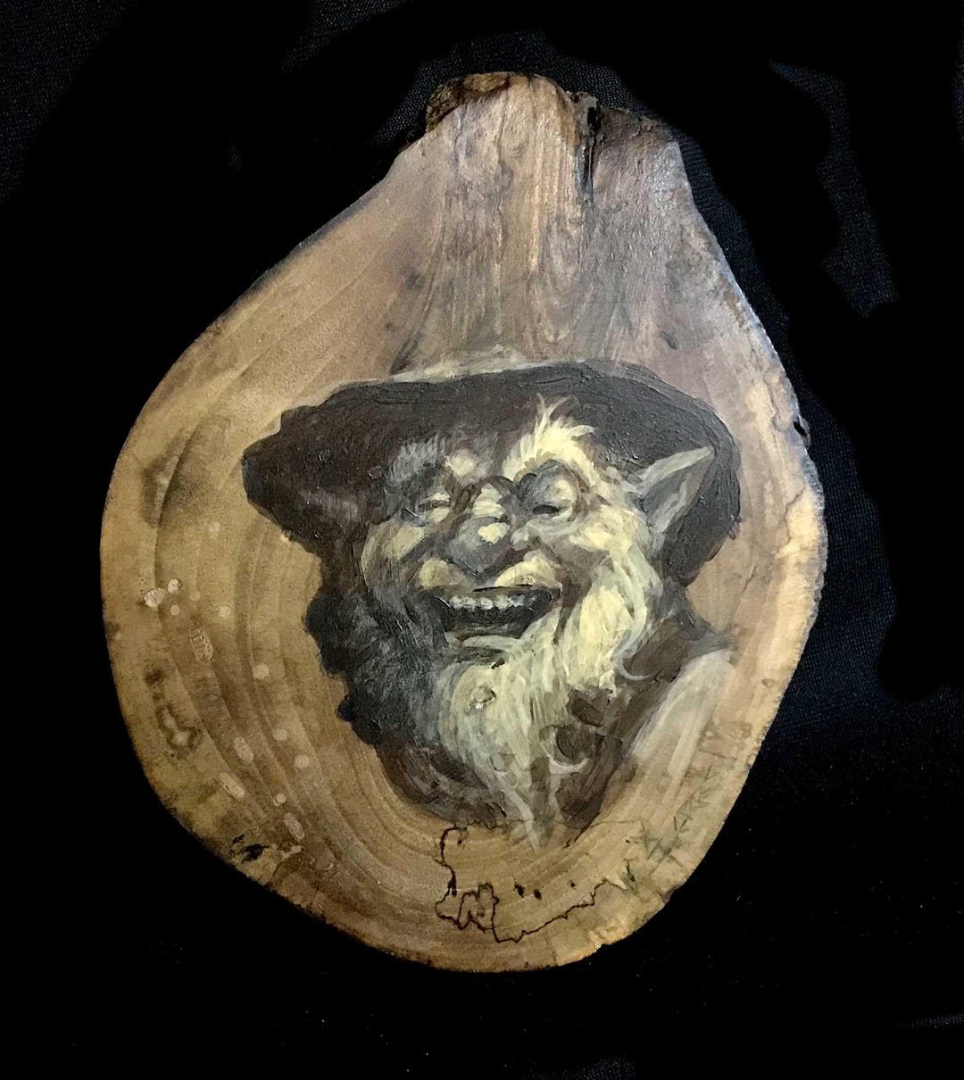 Magical Dwarf With a Hat, Oil Painting on Wood, Optical Illusion Wall ...