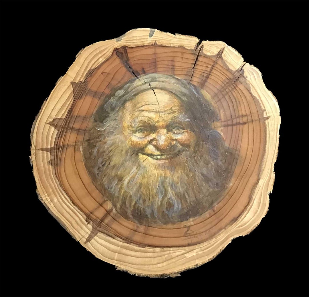 Magical Dwarf Oil Painting on Wood, Optical Illusion Wall Art. Fantasy ...