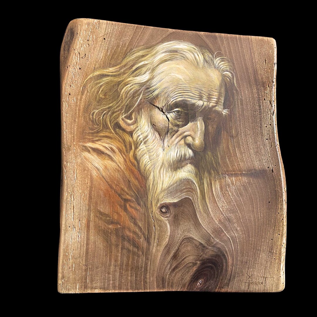 Fantasy Philosopher Face. Oil Painting on Solid Wood. Optical Illusion ...