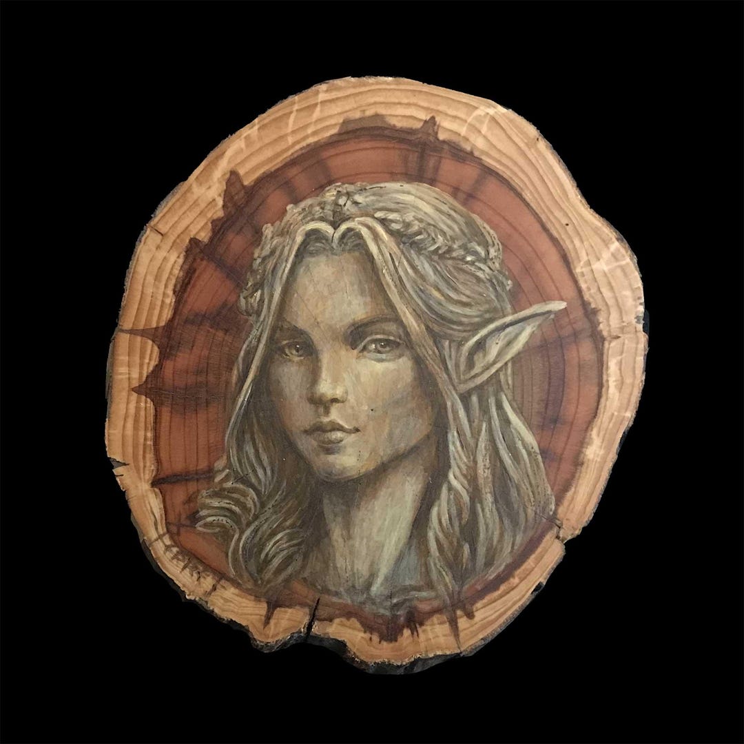 Elf. Original and Unique Painting on Solid Wood of a Smiling Elf ...