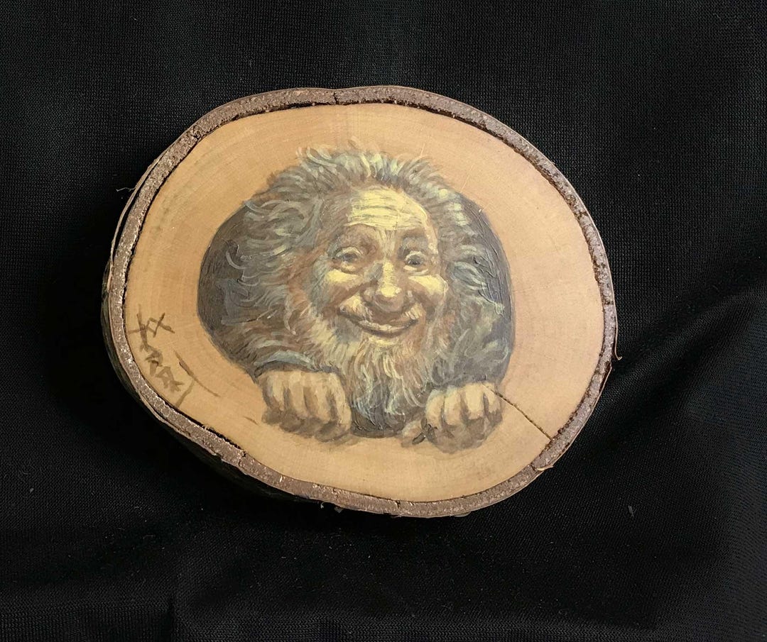 Magical and Playful Dwarf Oil Painting on Wood, Optical Illusion Wall ...