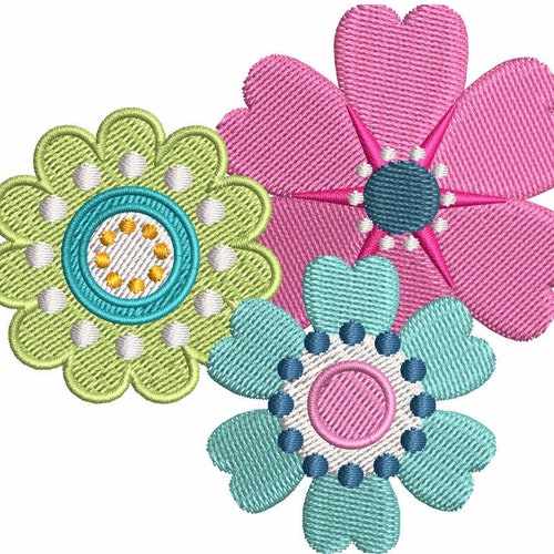 Applique Funky Flower Machine Embroidery Design 4 Sizes | Etsy