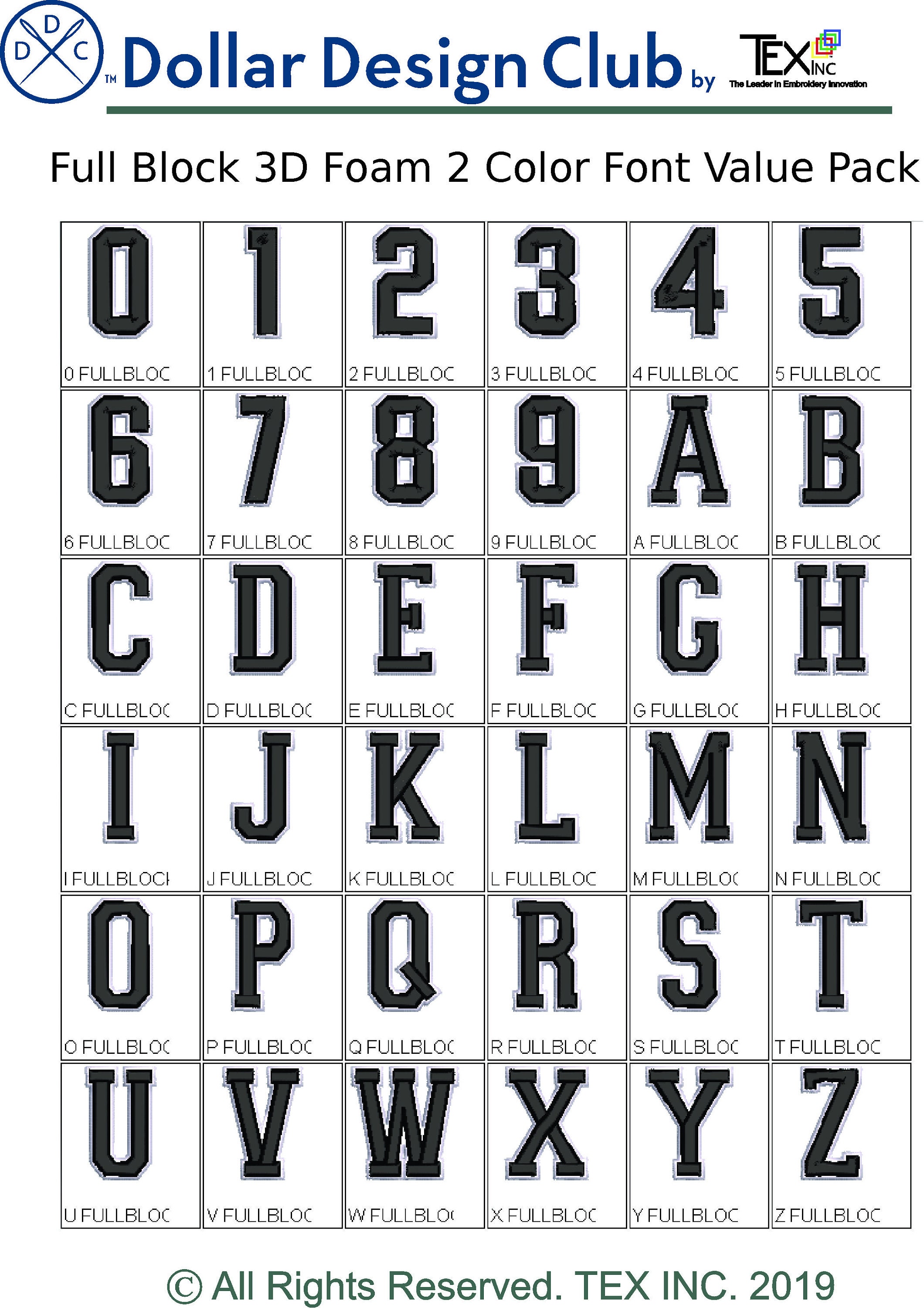 3D Foam Font Full Block 2 Color Value Pack - Etsy