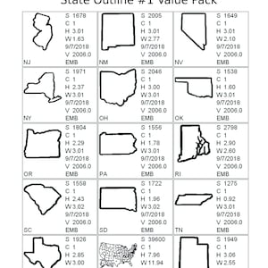 State Outlines Embroidery Design Value Pack - Etsy