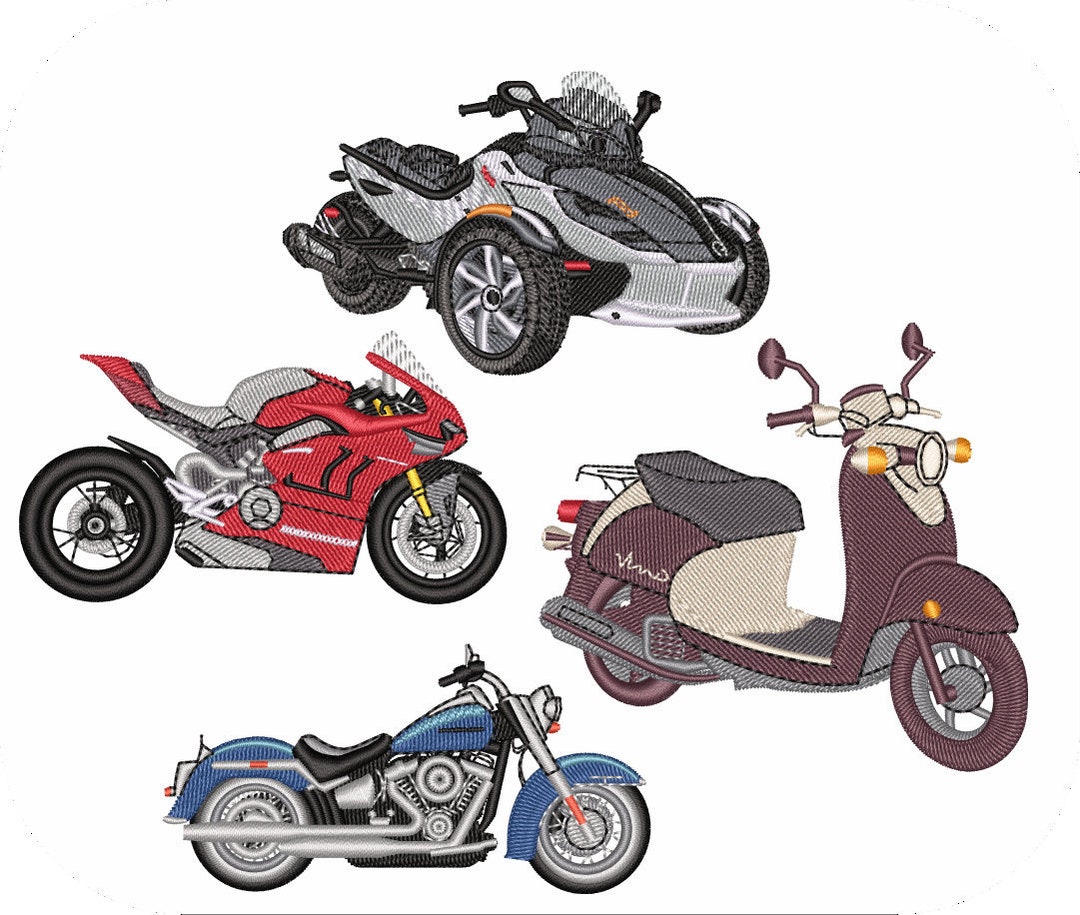 Motorcycles Machine Embroidery Designs Pack | Harley Biker Chopper ...
