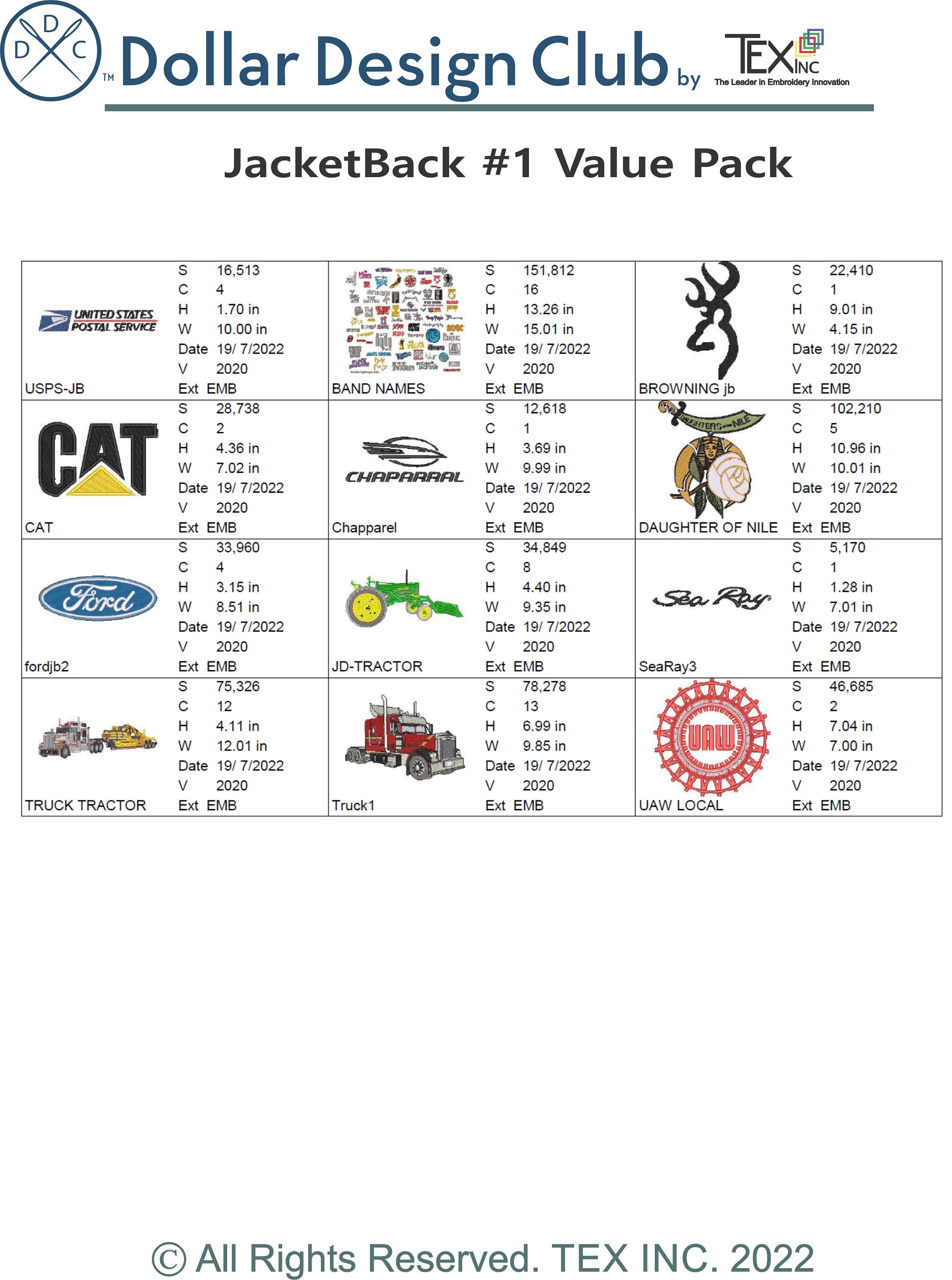 Jacketback #1 Embroidery Design Value Pack - Etsy
