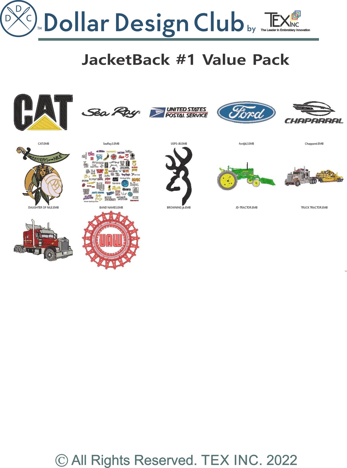 Jacketback #1 Embroidery Design Value Pack - Etsy