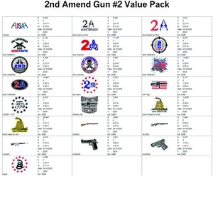 2nd Amendment Machine Embroidery Designs Pack | Gun Rifle Pistol ...
