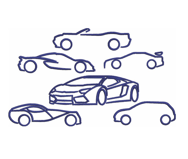 Car Outlines Machine Embroidery Designs Pack | Auto Vehicle Silhouette ...