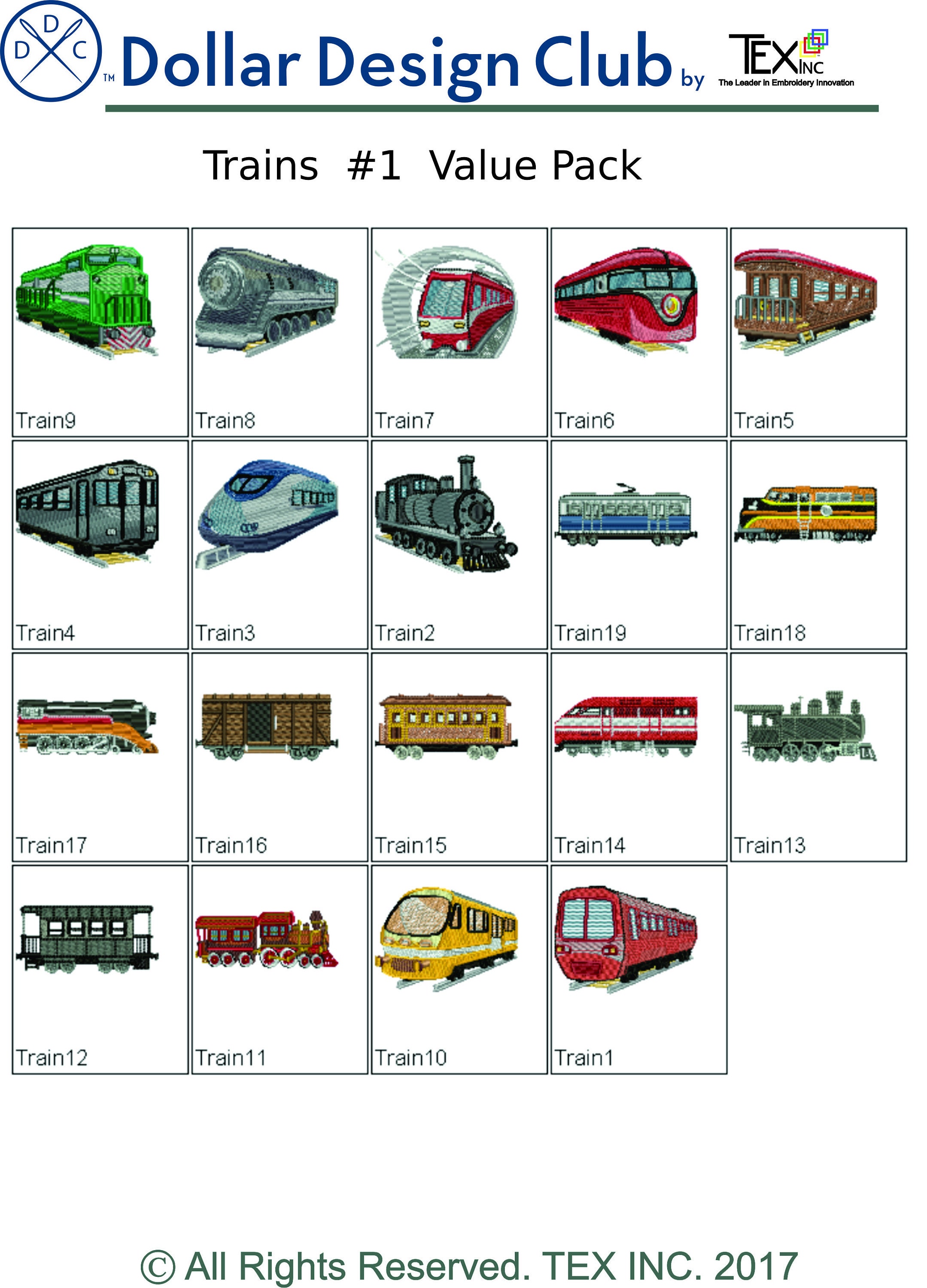 Trains Machine Embroidery Designs Pack | Steam Locomotive Railroad ...