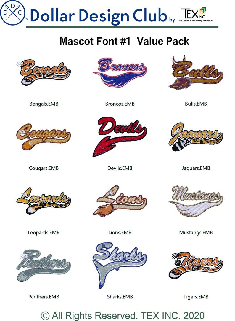 Mascot Font 1 Color Value Pack - Etsy