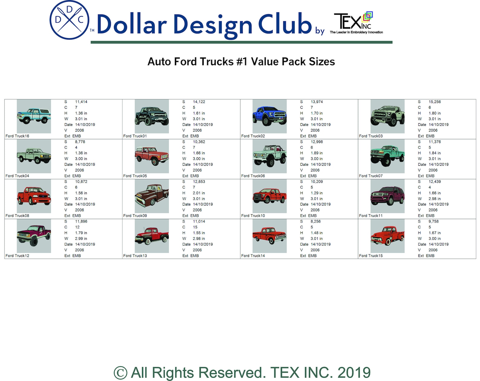 Ford Truck Machine Embroidery Designs Pack | F150 F250 Pickup Truck ...