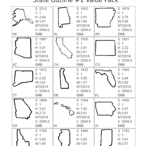 State Outlines Embroidery Design Value Pack - Etsy