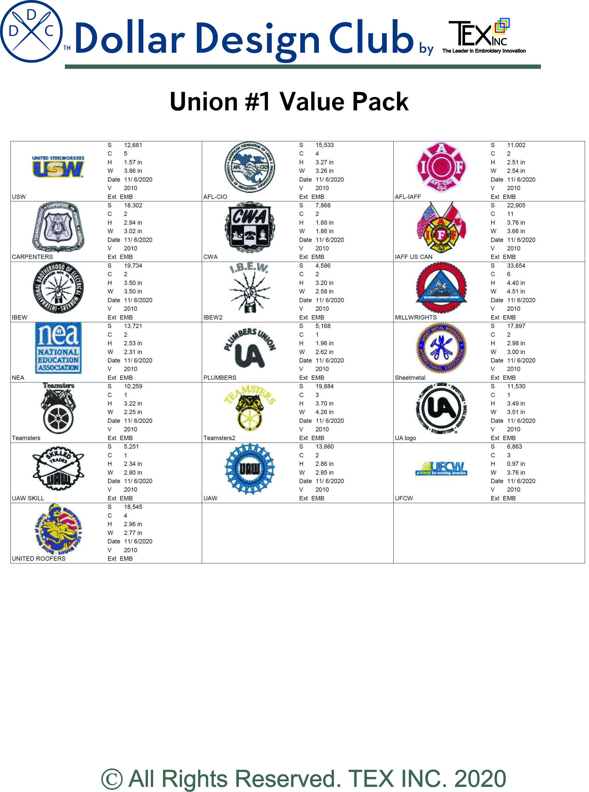 Union1 Embroidery Design Value Pack - Etsy
