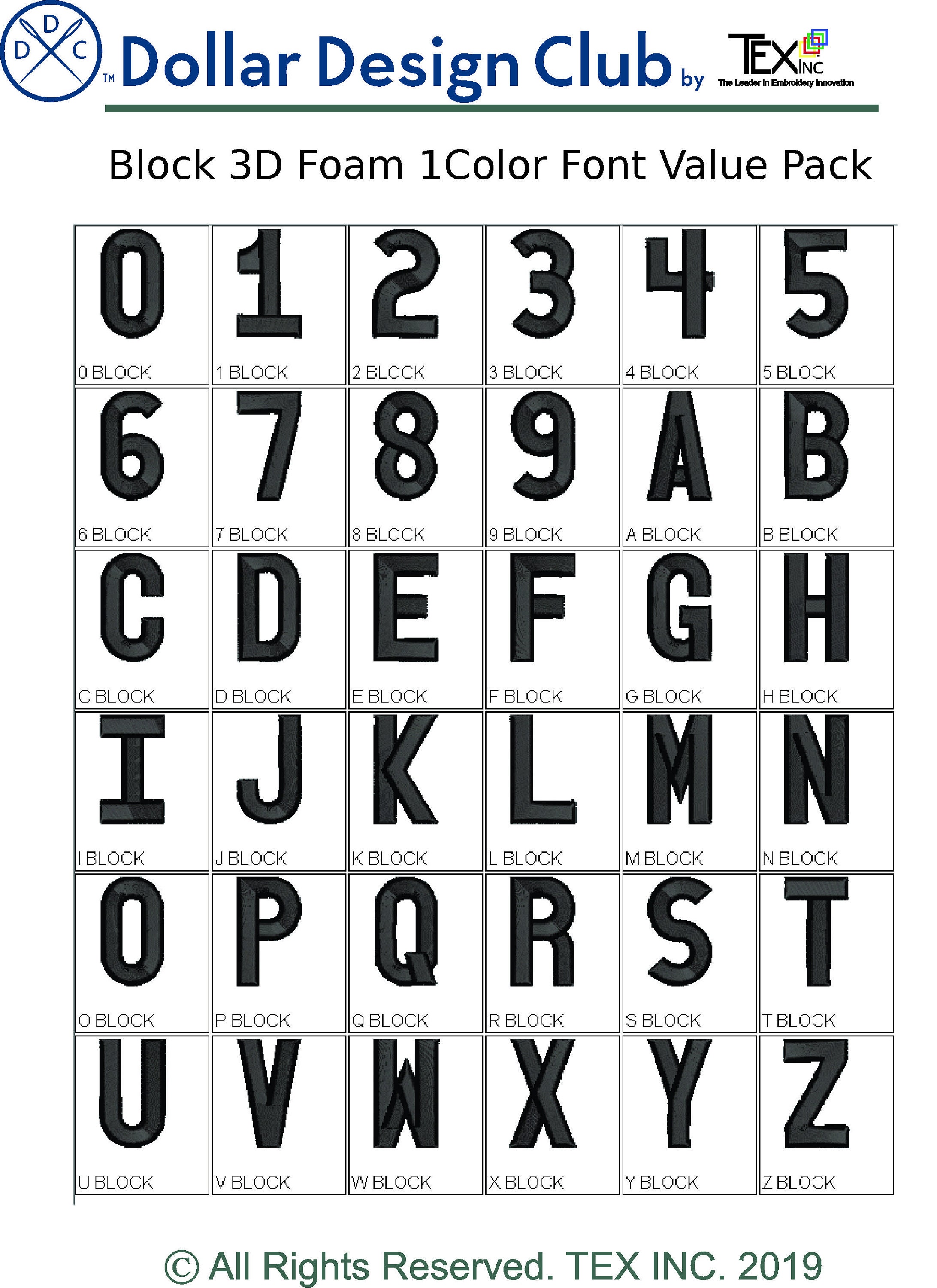 3D Foam Font Block 1 Color Value Pack - Etsy