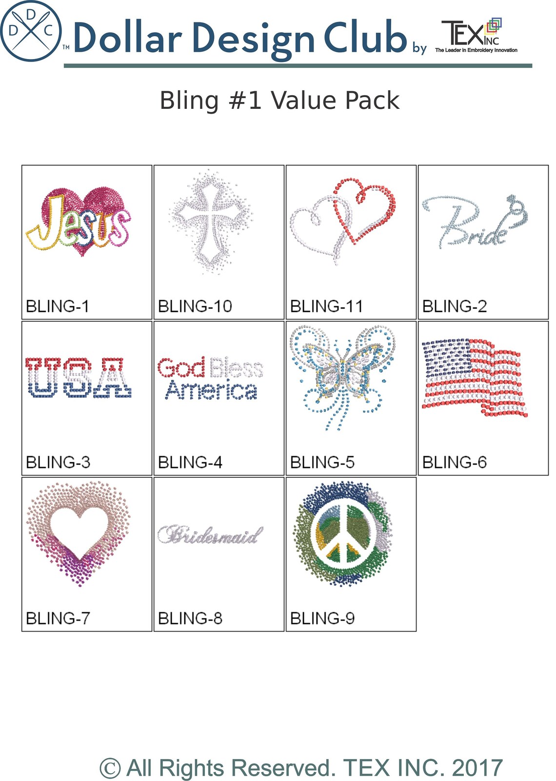 Bling #1 Embroidery Design Value Pack - Etsy