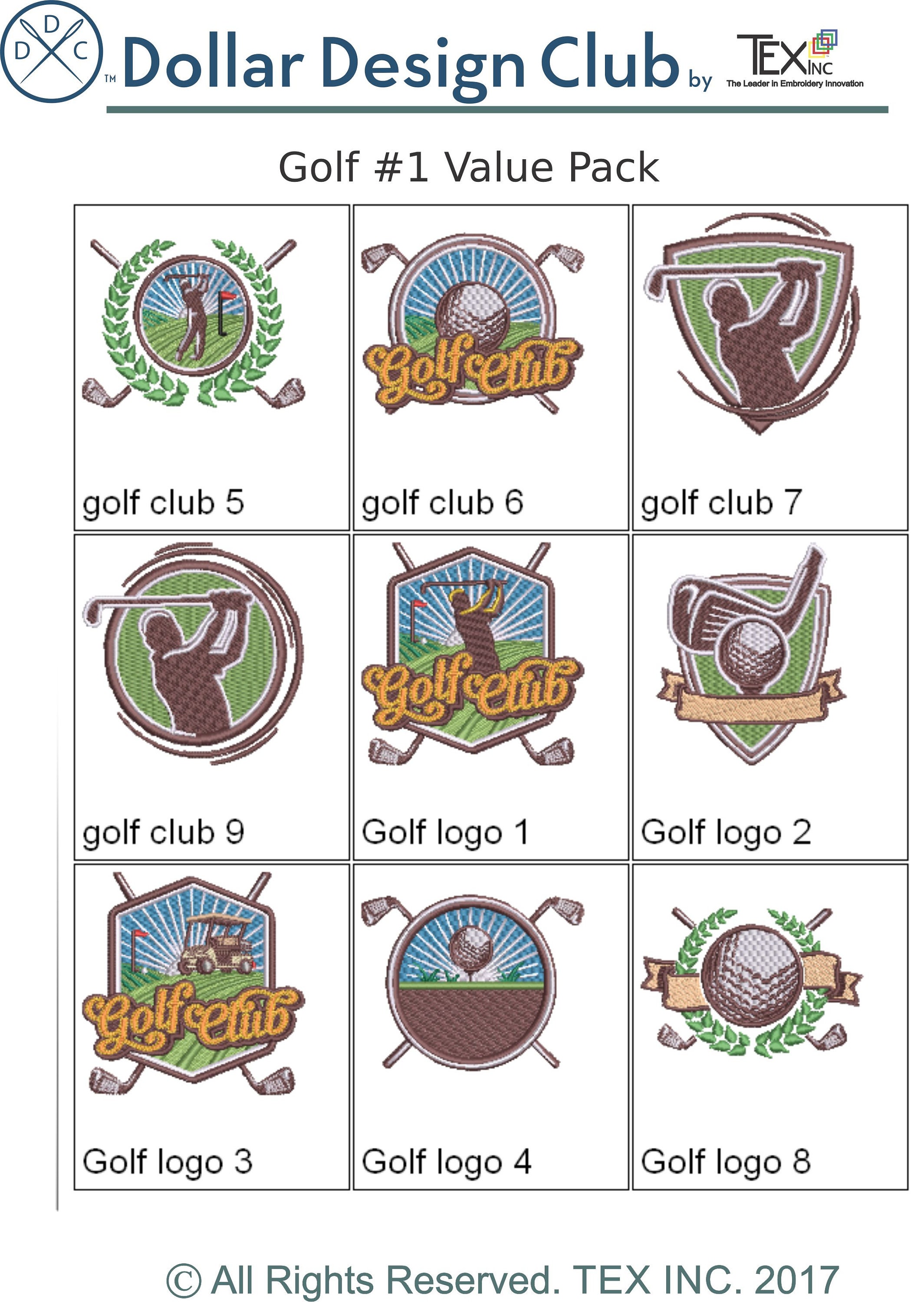 Golf Embroidery Design Value Pack - Etsy