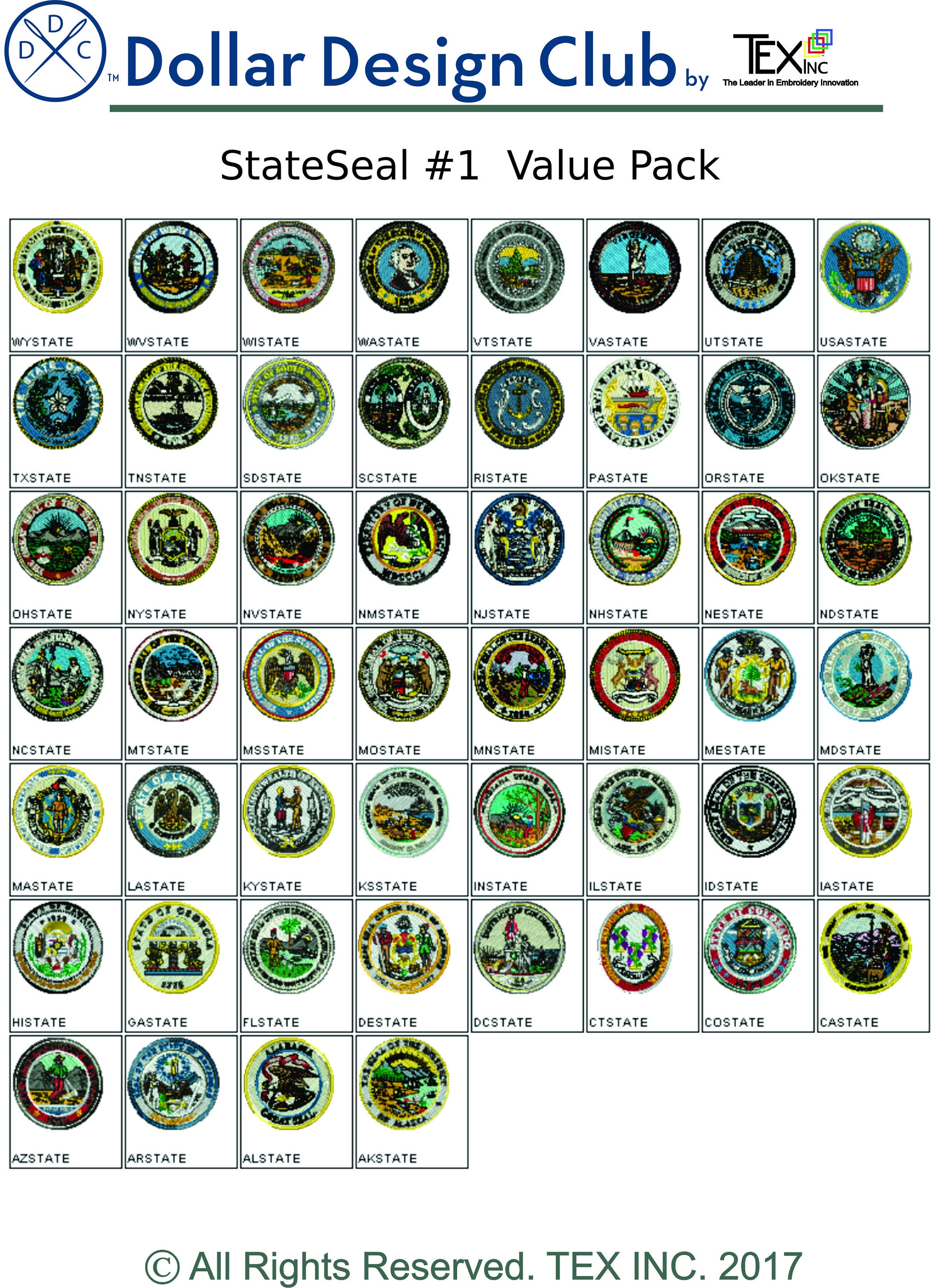 State Seals Machine Embroidery Designs Pack | USA State Outline Patch ...