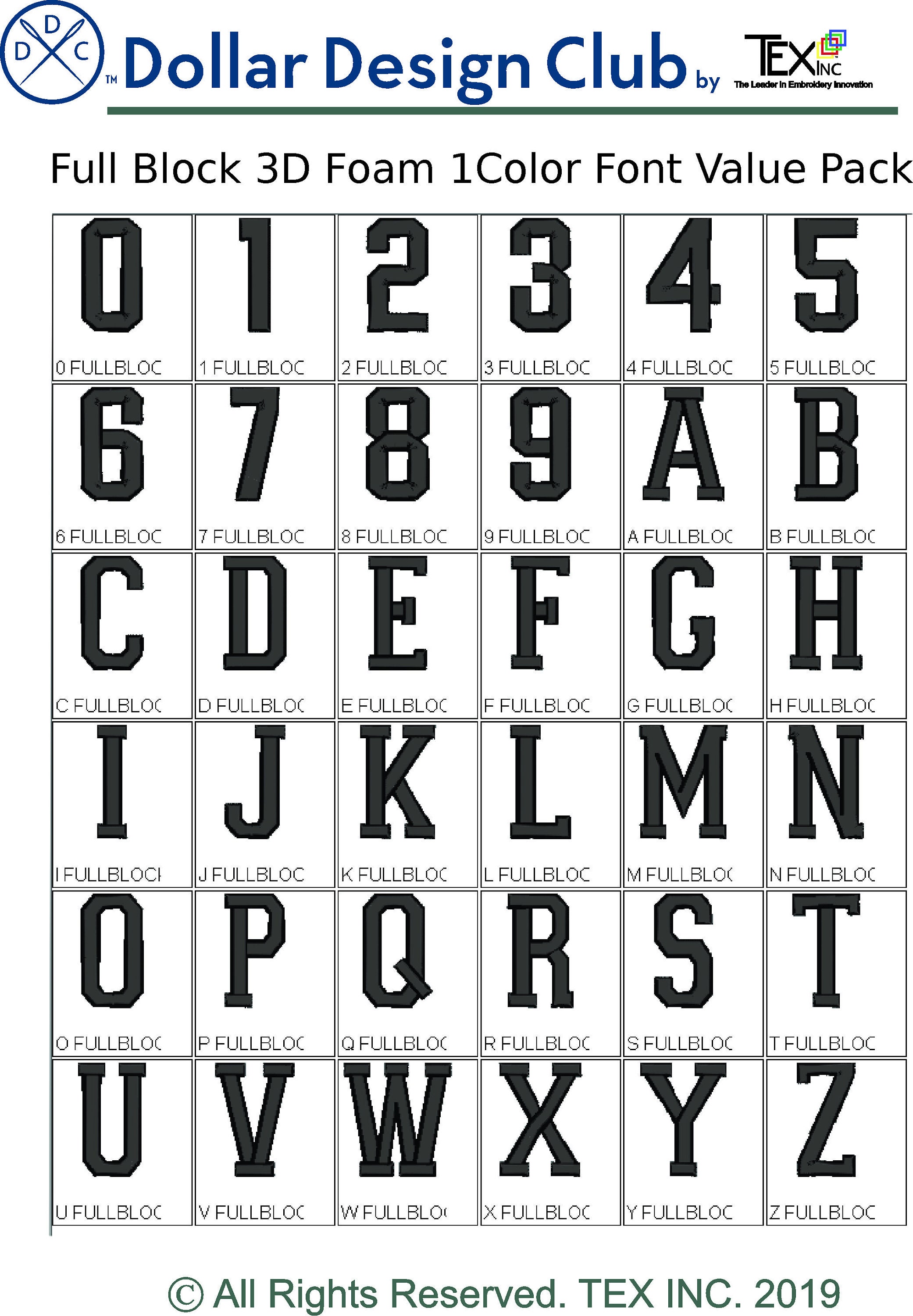 3D Foam Font Full Block 1 Color Value Pack - Etsy