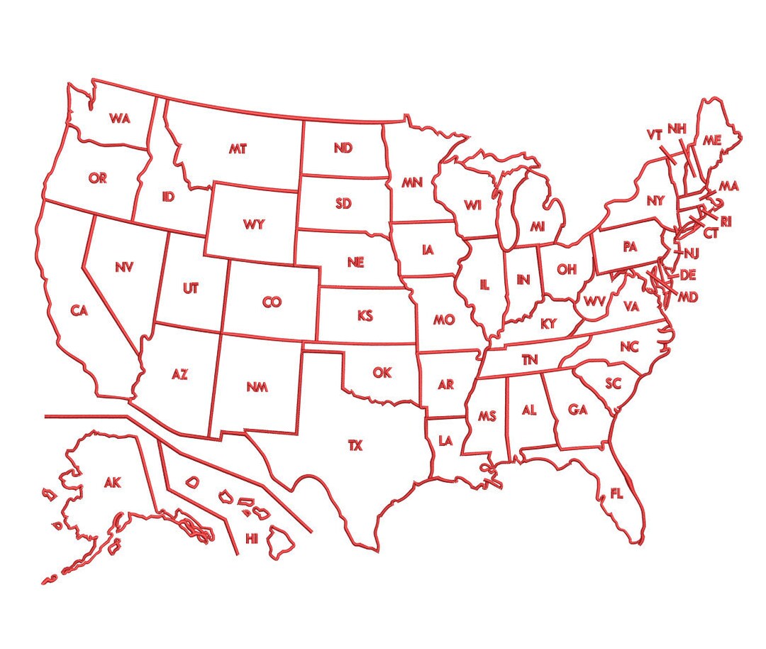 State Outlines Embroidery Design Value Pack - Etsy