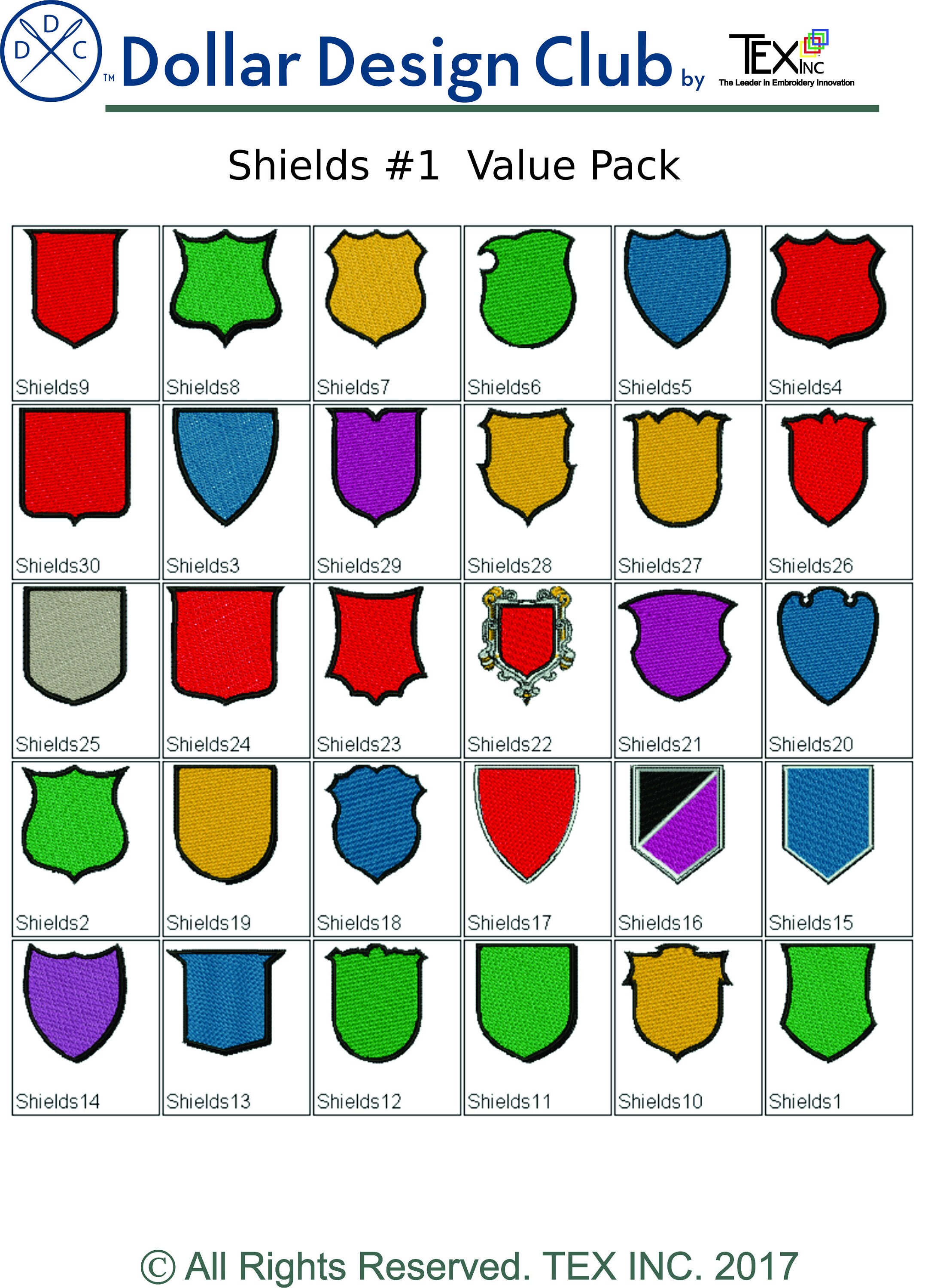 Shields Embroidery Design Value Pack - Etsy
