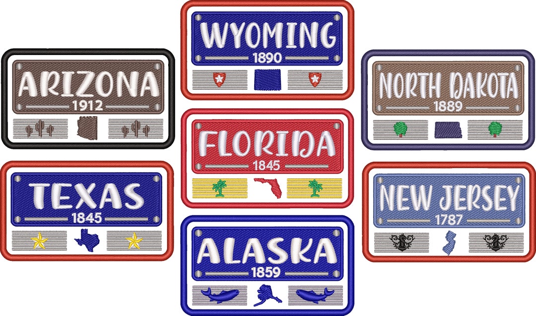 State Plate Patch #1 Embroidery Design Value Pack - Etsy