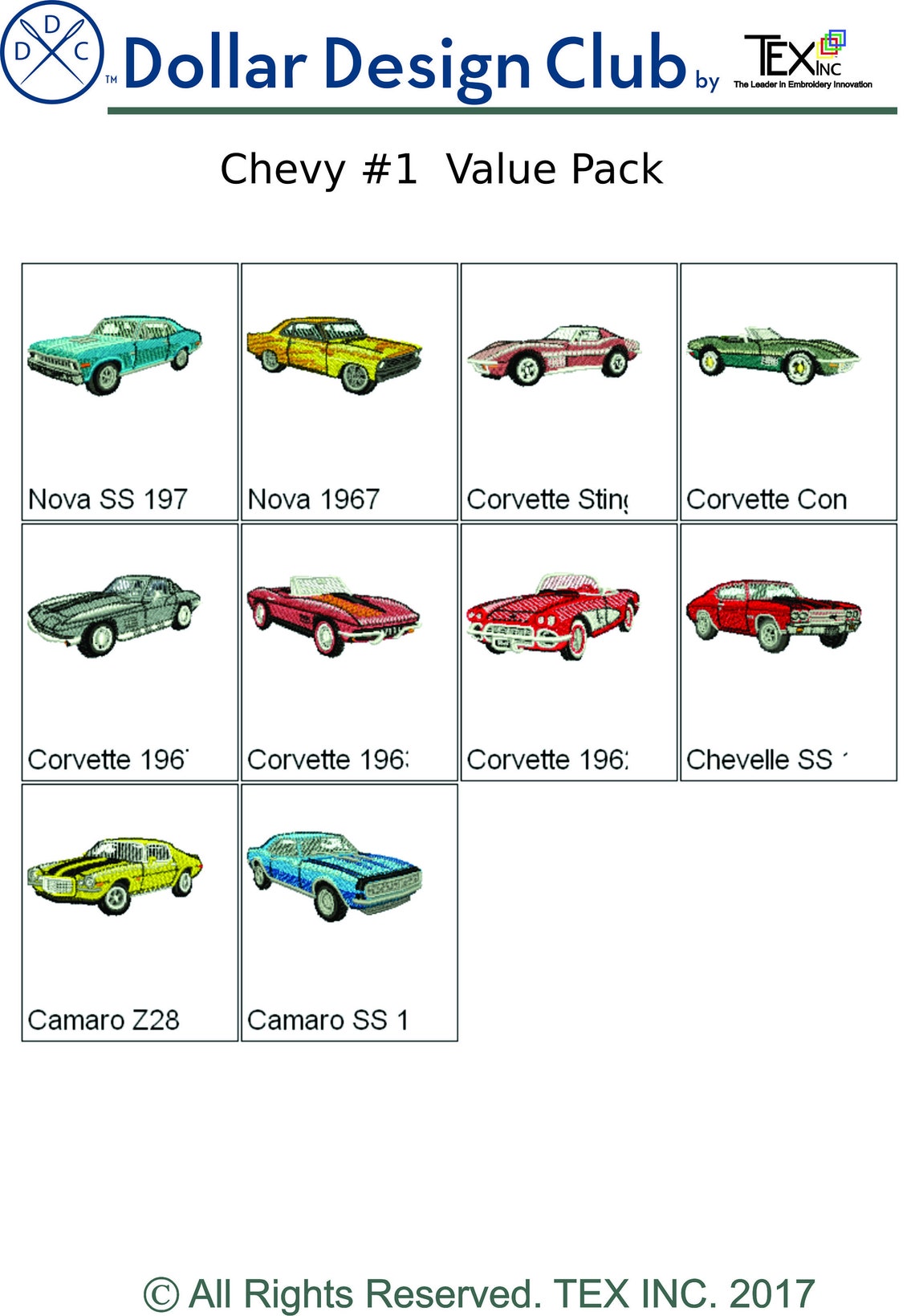 Chevy Machine Embroidery Designs Pack | Chevrolet Cars Trucks Camaro ...