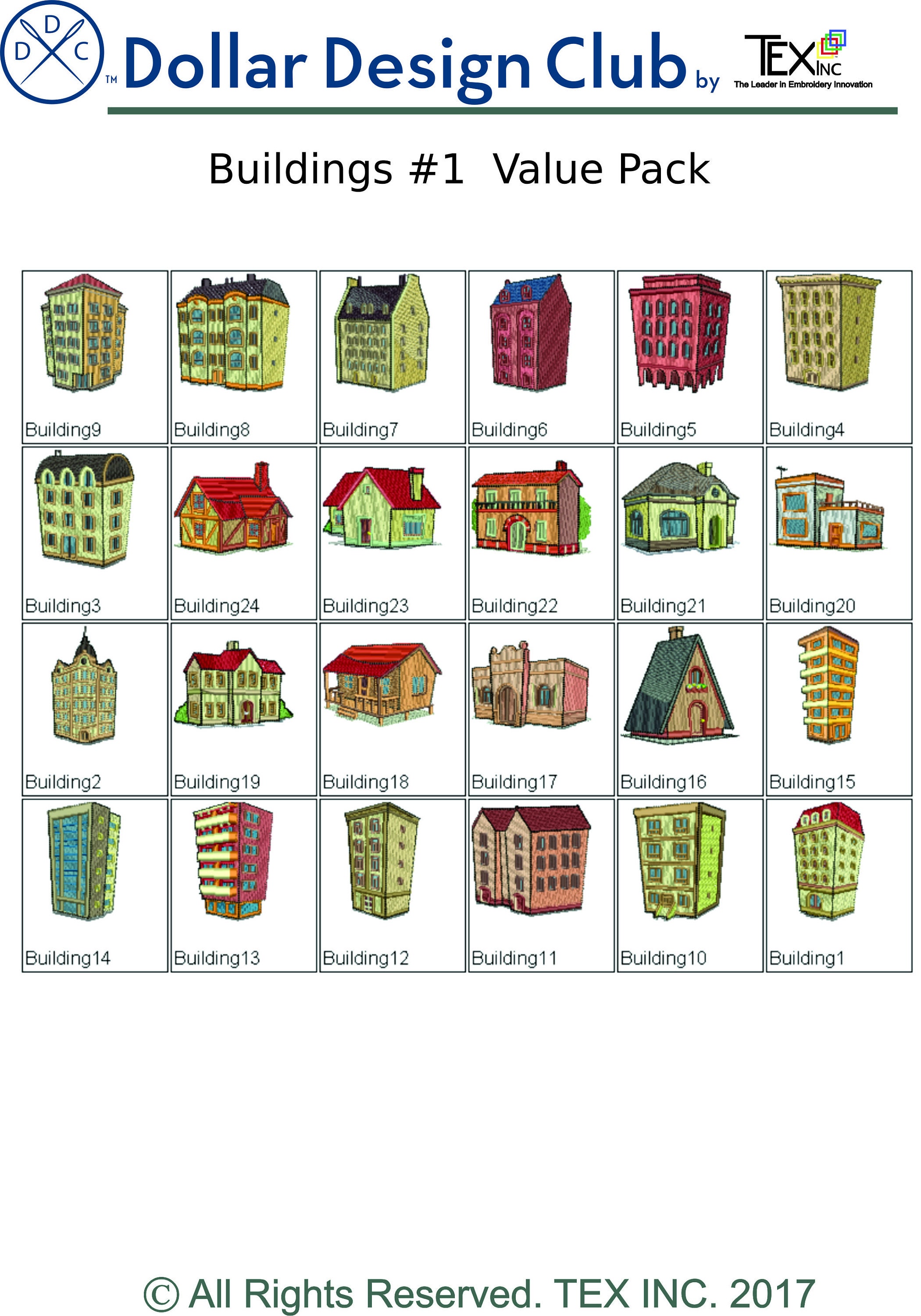 Buildings #1 Embroidery Design Value Pack - Etsy
