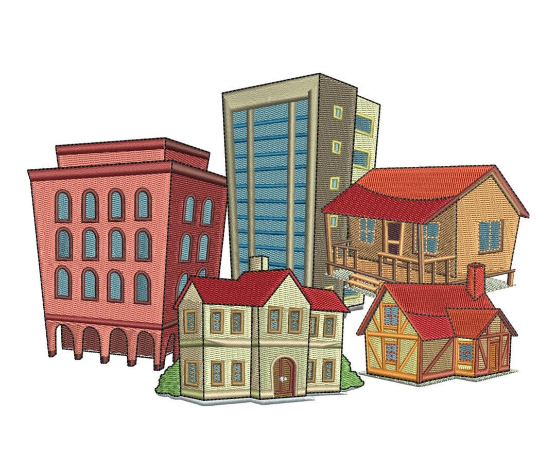 Buildings #1 Embroidery Design Value Pack - Etsy