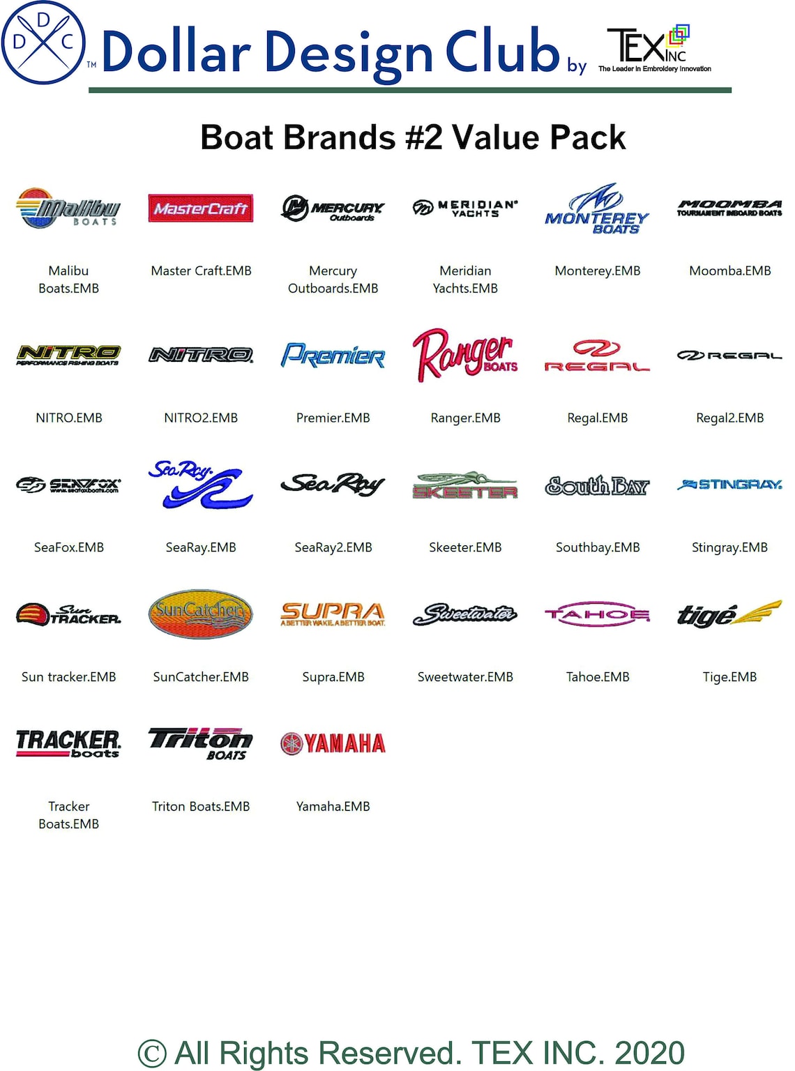 Boat Brands #2 - Embroidery Design Value Pack - Etsy