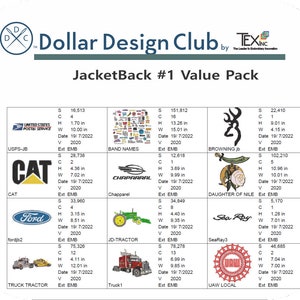 Jacketback #1 Embroidery Design Value Pack - Etsy