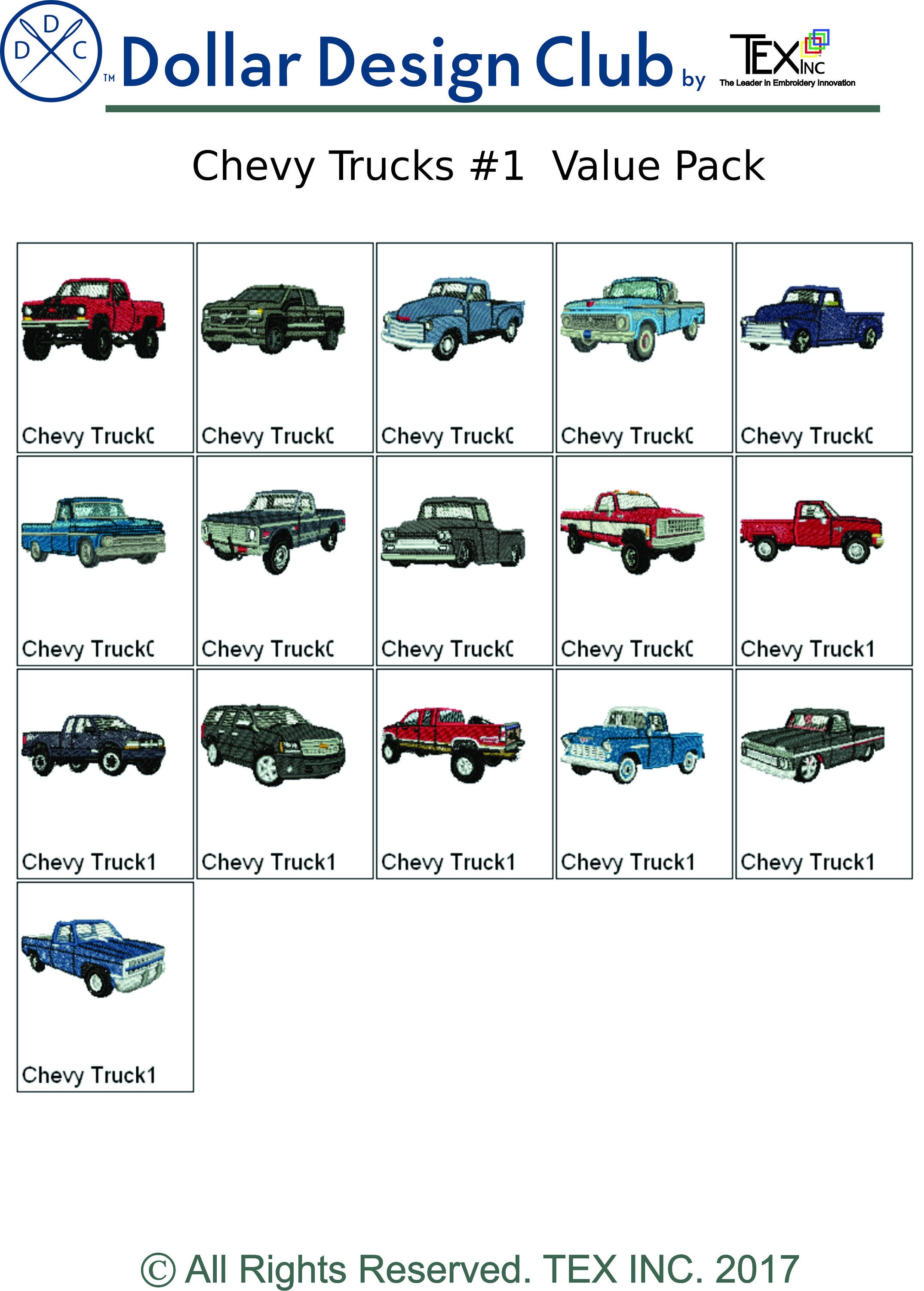 Auto Truck Machine Embroidery Designs Pack | Chevy Ford Pickup Truck ...