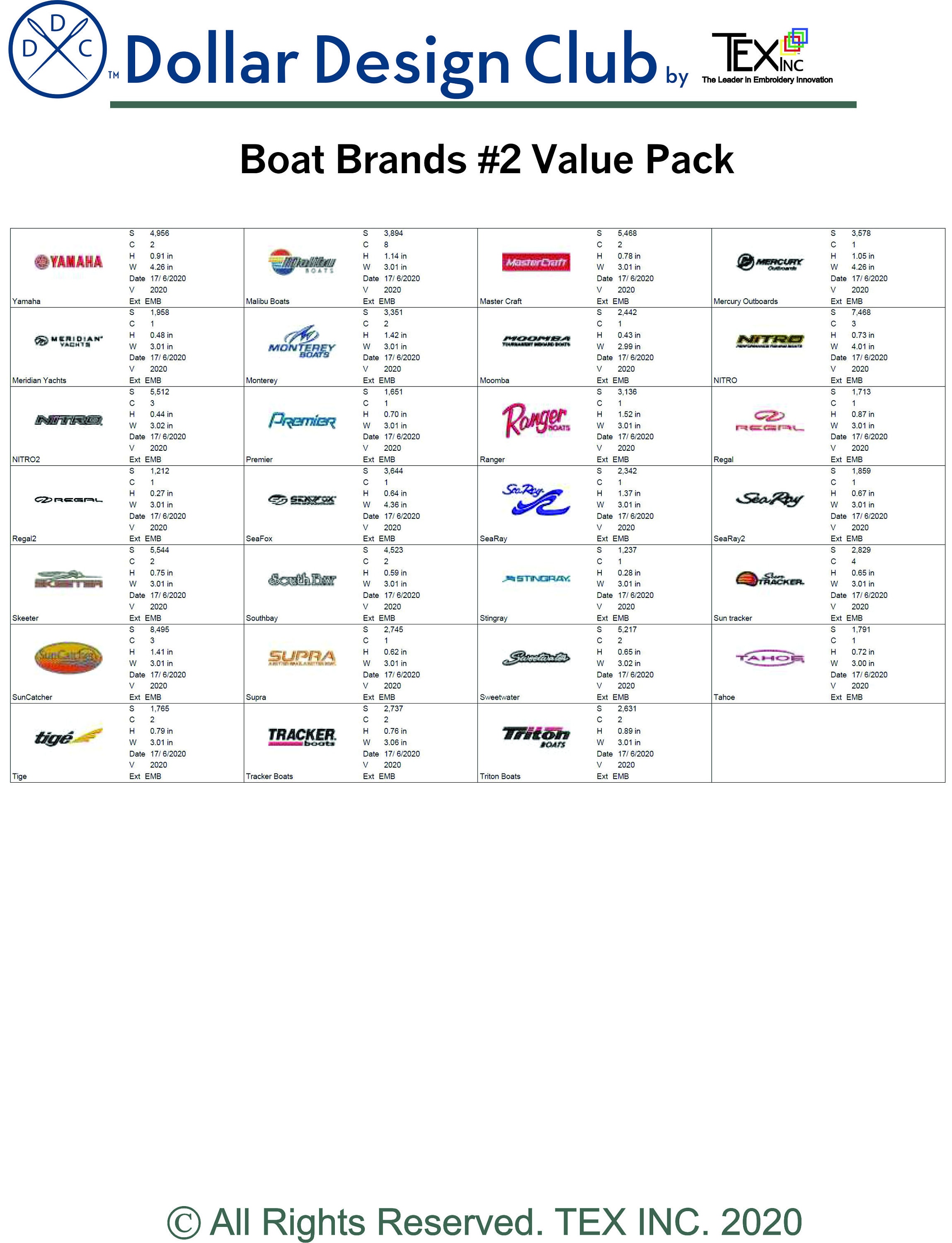Boat Brands Machine Embroidery Designs Pack | Boating Manufacturer ...