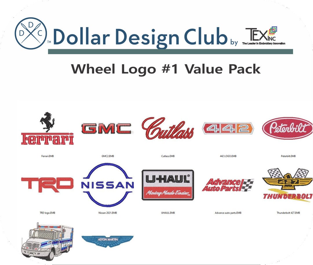 Wheels Logo Machine Embroidery Designs Pack | Rim Tire Auto Car Wheel ...