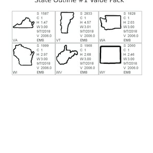 State Outlines Embroidery Design Value Pack - Etsy