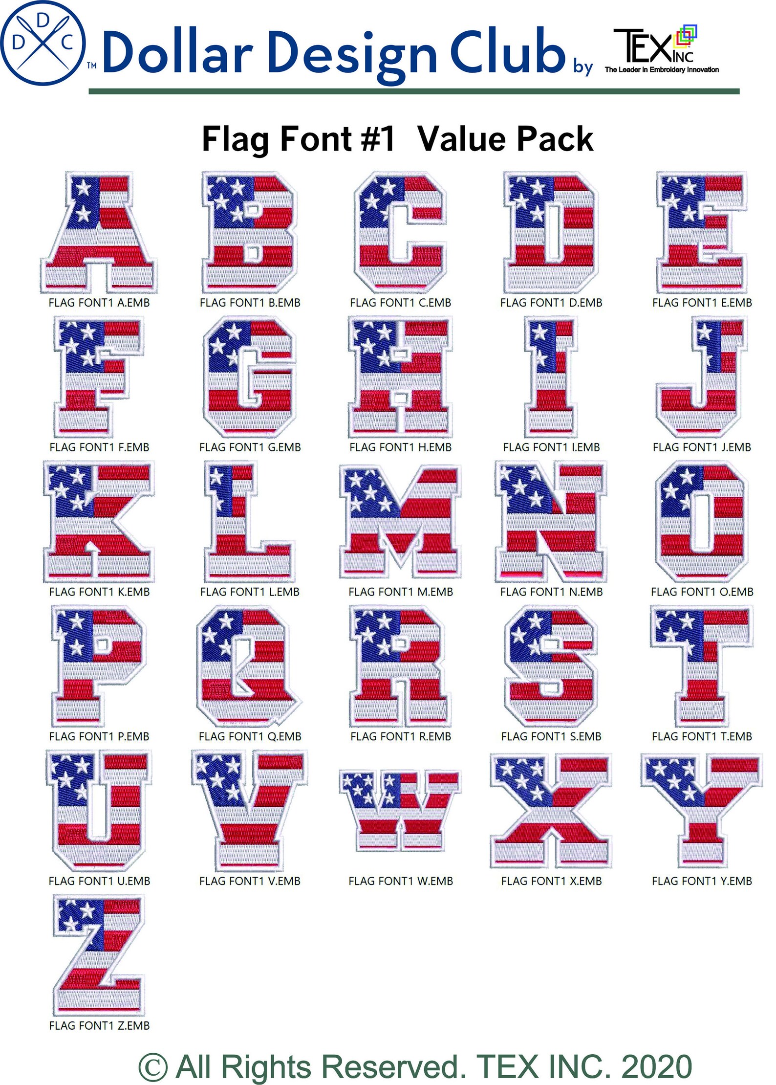 Flag Font 1 Color Value Pack - Etsy