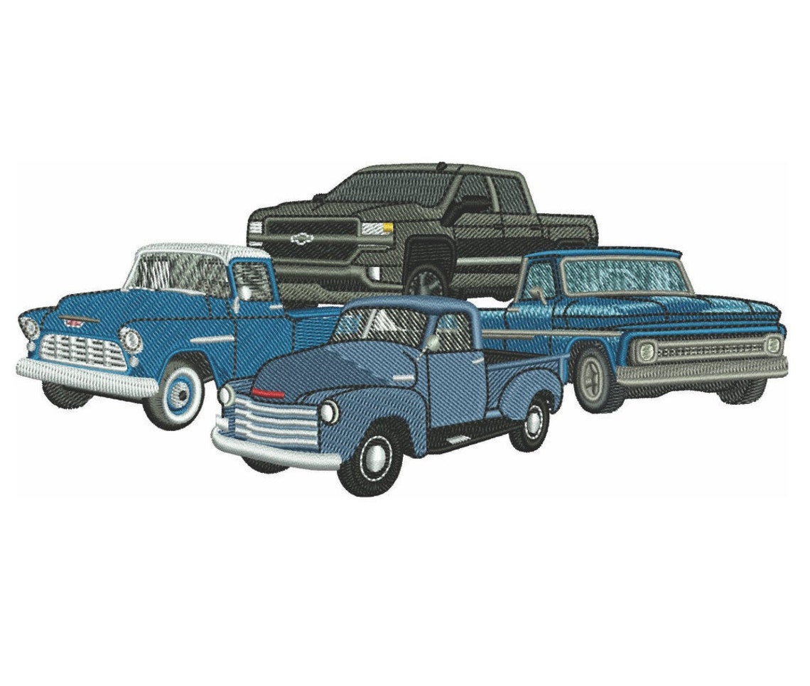 Auto Truck Machine Embroidery Designs Pack | Chevy Ford Pickup Truck ...