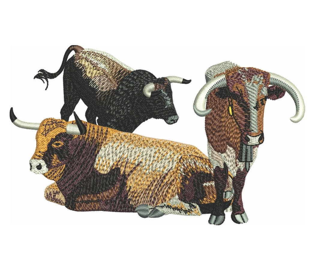 Cow Machine Embroidery Designs Pack | Bull Cattle Farm Livestock ...