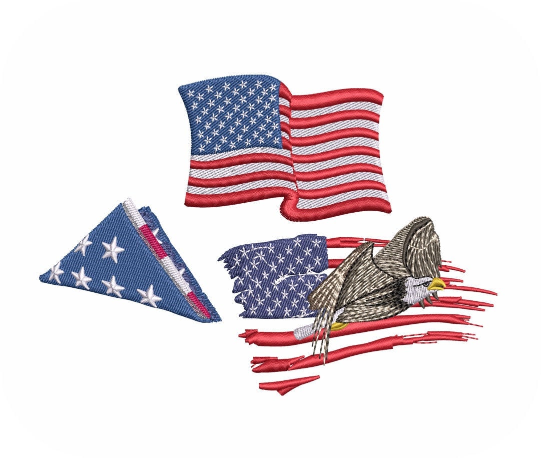 U.S Flag 1 Embroidery Design Value Pack - Etsy