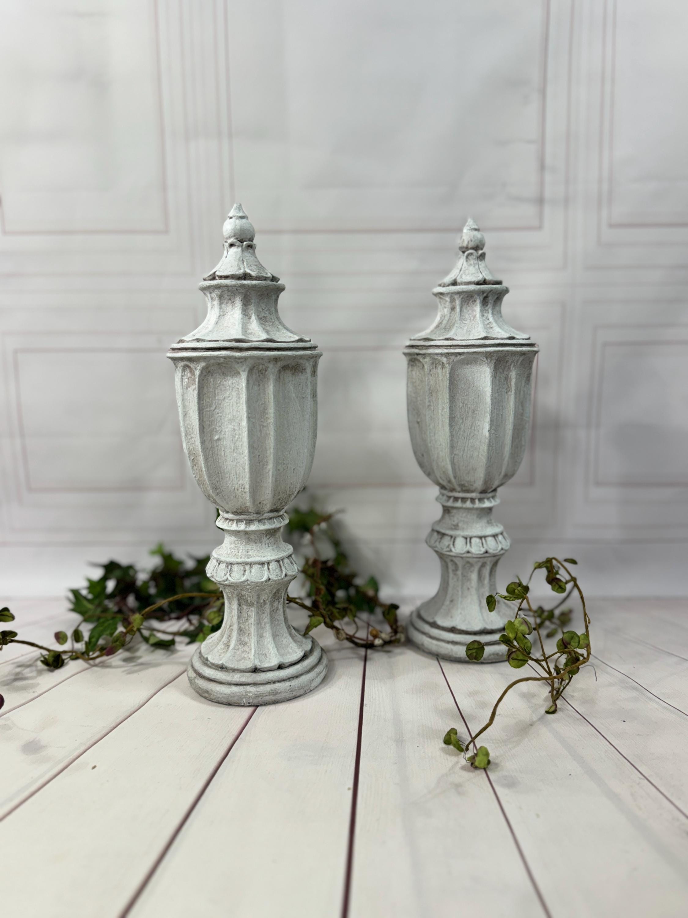 Finial Statue, Set of 2, Vintage, White, One of a Kind, Shabby Chic ...