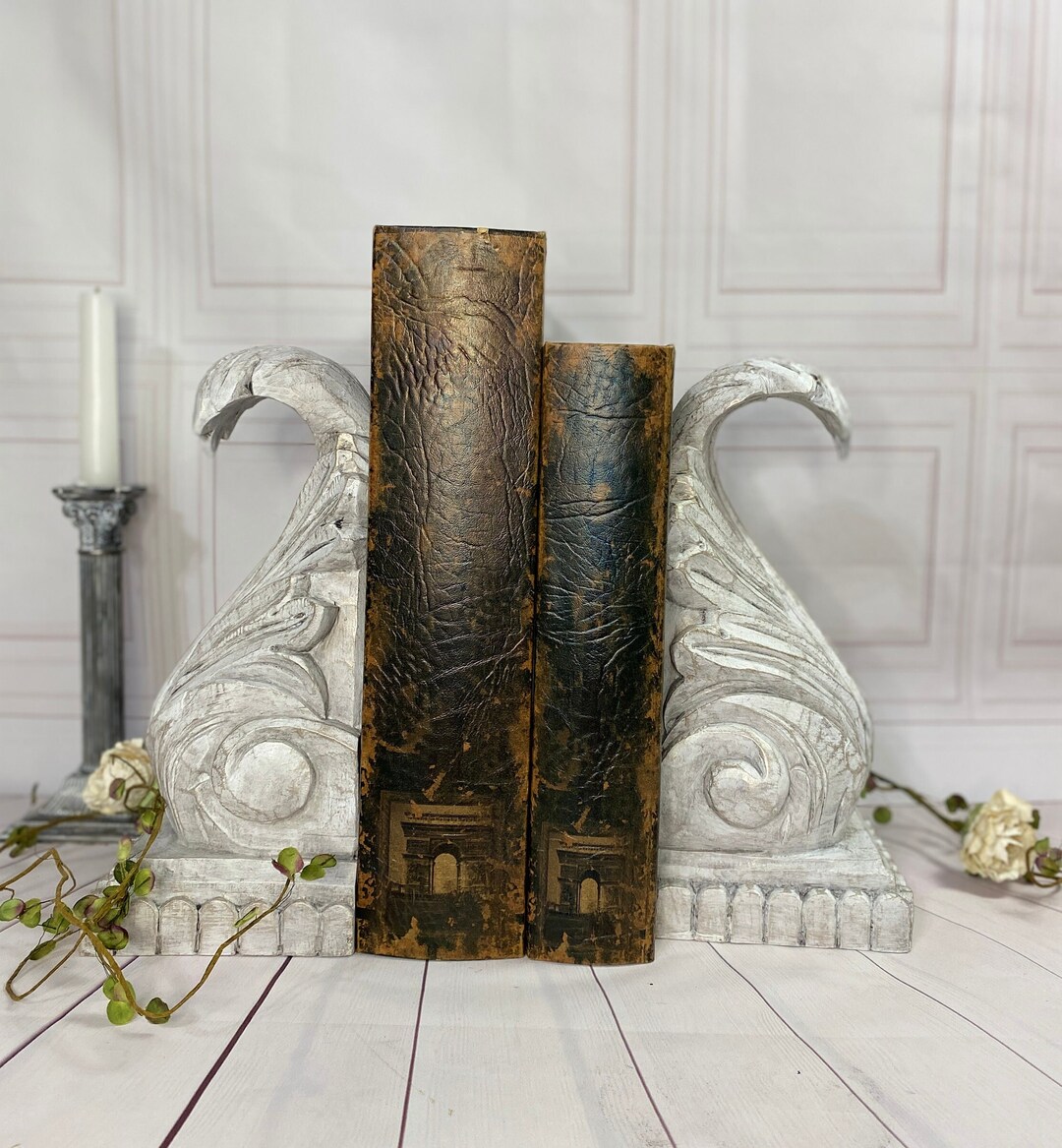 Corbel Bookends, Book Holder, Bookends, Wooden Corbel, White, Set of 2 ...