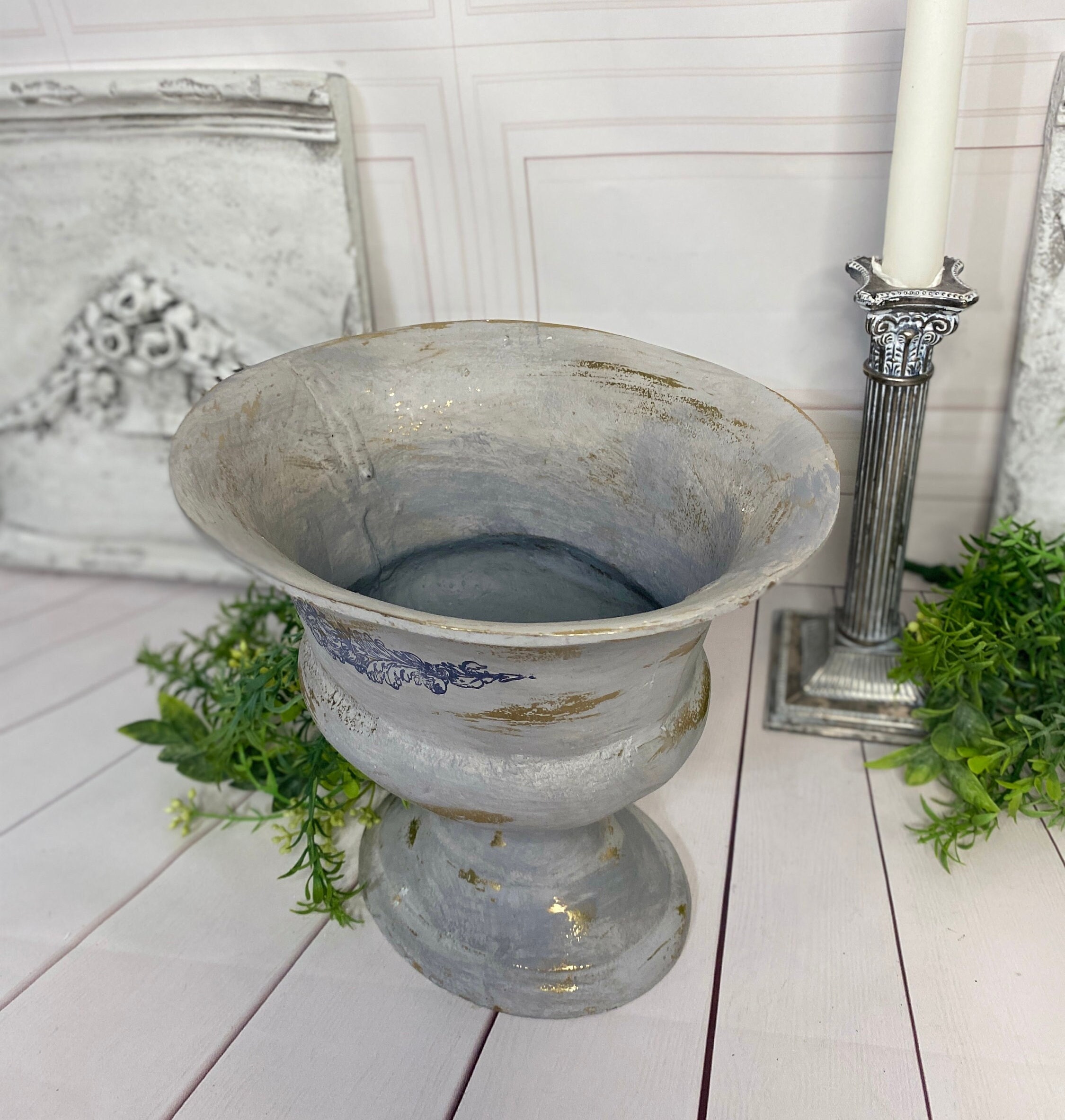 Vase, Metal Vase, Antique Look Vase, Vase for Floral Arrangements ...