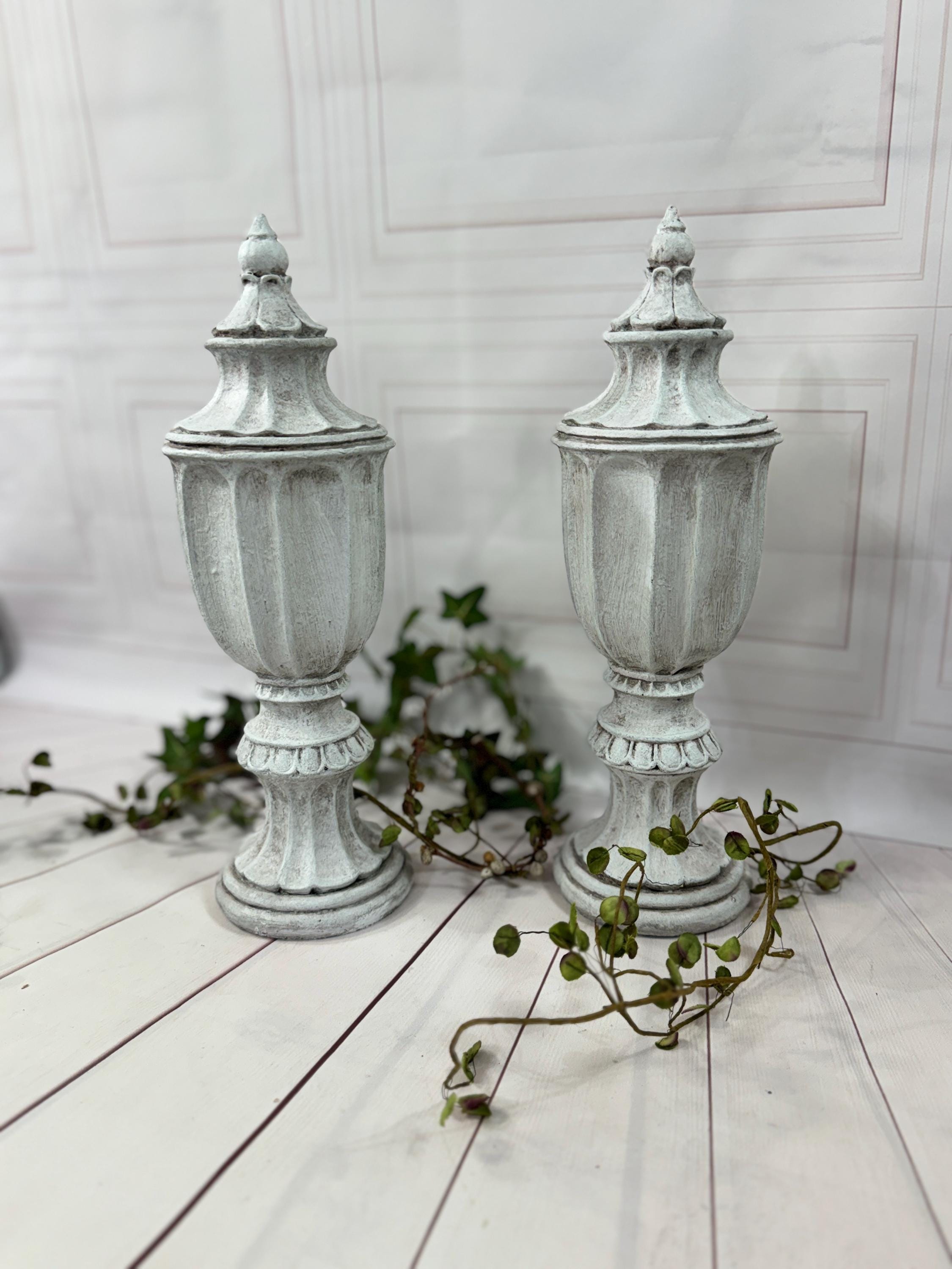 Finial Statue, Set of 2, Vintage, White, One of a Kind, Shabby Chic ...